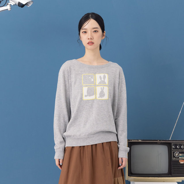 【有點瘋時尚】MOSS CLUB 四格兔長袖針織上衣